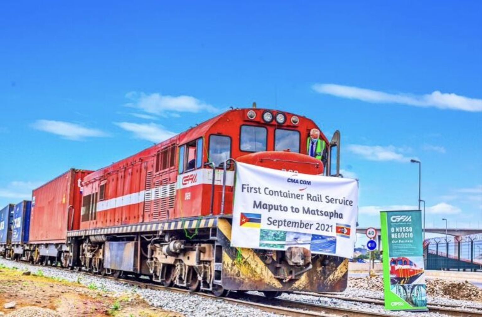 First CMA CGM containers on the train from Maputo to Eswatini | CCI FRANCE MOZAMBIQUE
